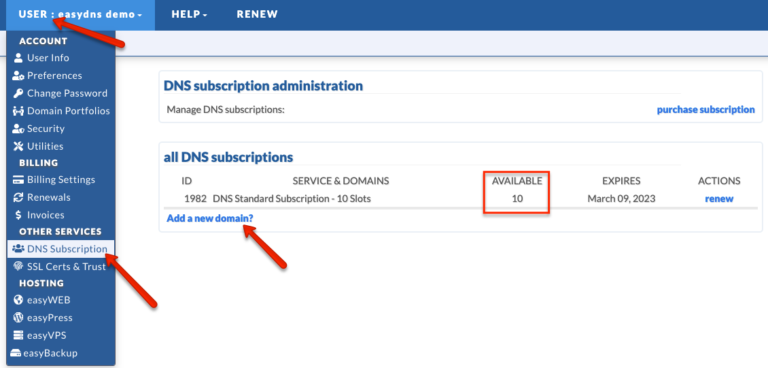 DNS Subscription Blocks - easyDNS Knowledge Base