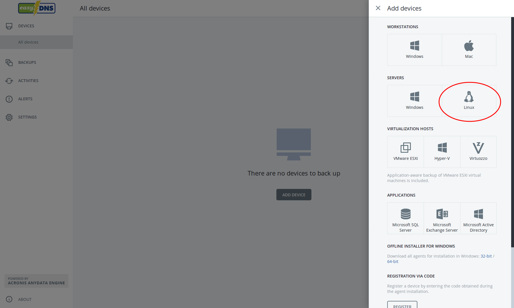 easyBackup (CentOS Linux Desktop) - easyDNS Knowledge Base