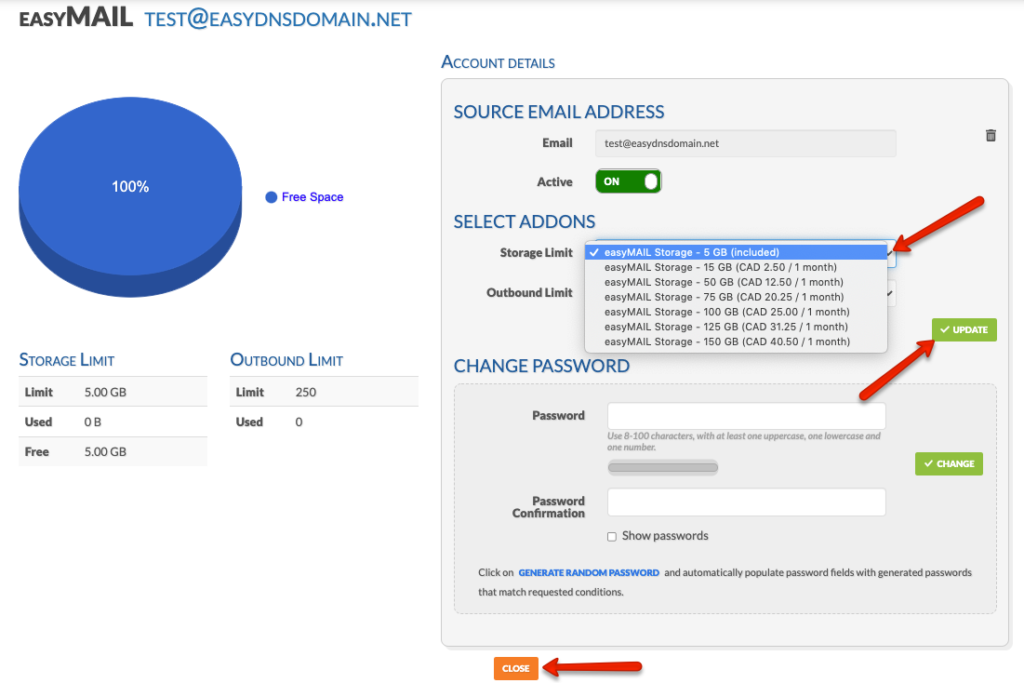 easyMail Storage Limits - easyDNS Knowledge Base